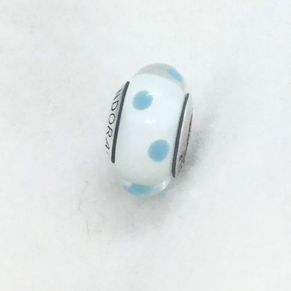Pandora | Jewelry | Pandora Light Blue Polka Dots Murano Glass Bead ...